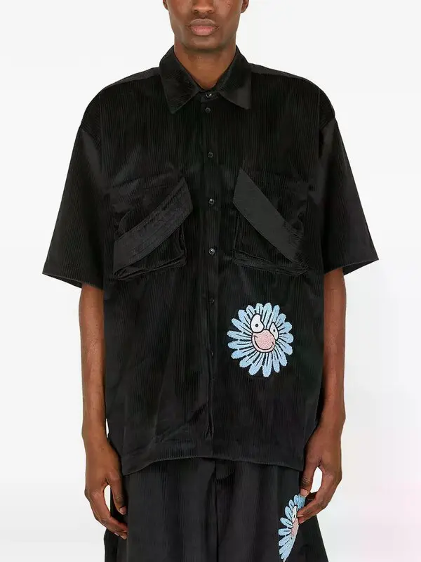 GARBAGE TV Appliqué Pocket Shirt - Black