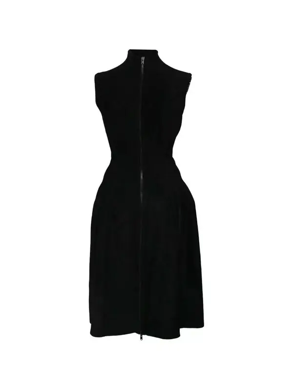 Alaïa Velvet Mock Neck Sleeveless Dress - Black