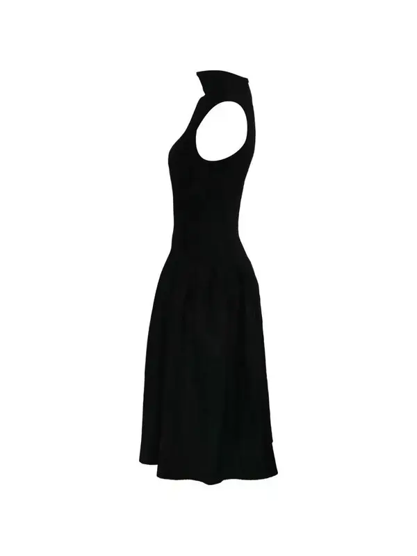 Alaïa Velvet Mock Neck Sleeveless Dress