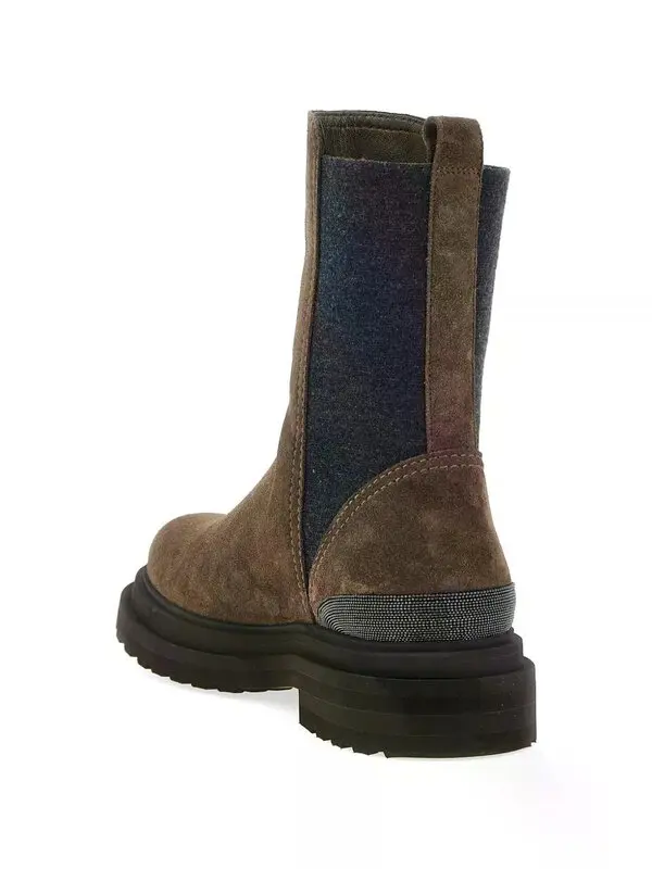 Brunello Cucinelli Monili Embellished Suede Ankle Boots