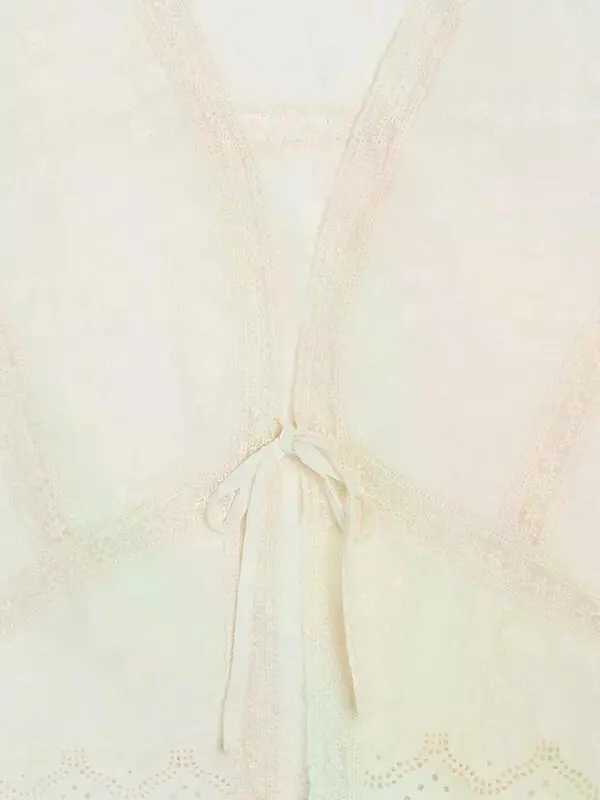 SOLAQUA Willow Lace-trimmed Floral-embroidered Top
