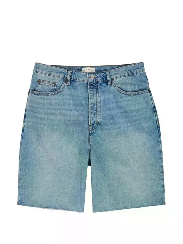 FRAME Faded Raw-cut Denim Shorts - Blue
