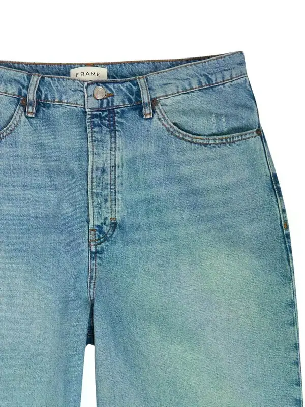 FRAME Faded Raw-cut Denim Shorts