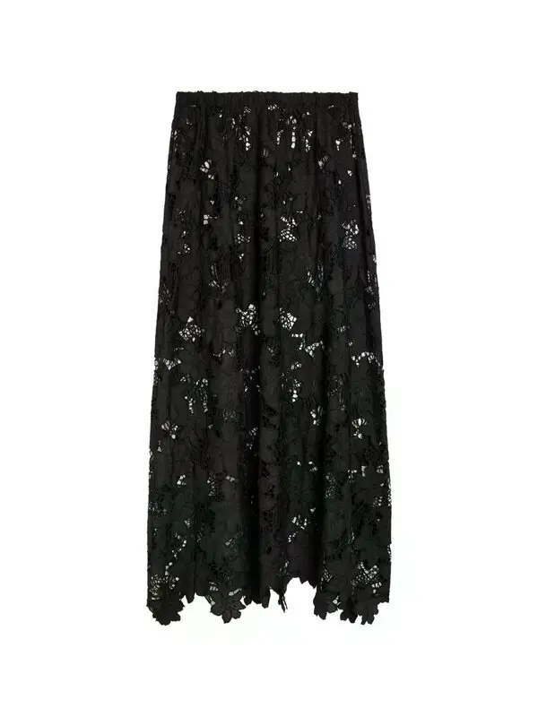 SOLAQUA Margaux Floral-lace A-line Skirt - Black