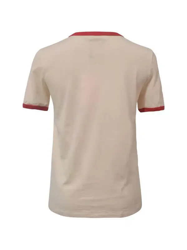 Celine Cream Cotton Horse-and-carriage Print Logo T-shirt