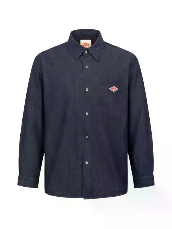 DANTON Logo Patch Long-sleeve Shirt - Blue
