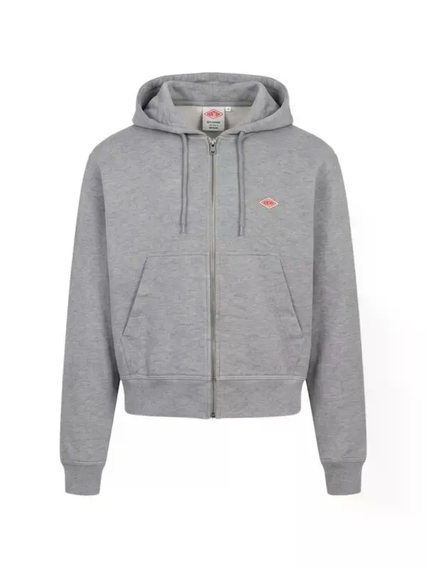 DANTON Zip-up Hoodie With Logo Patch - Grey
