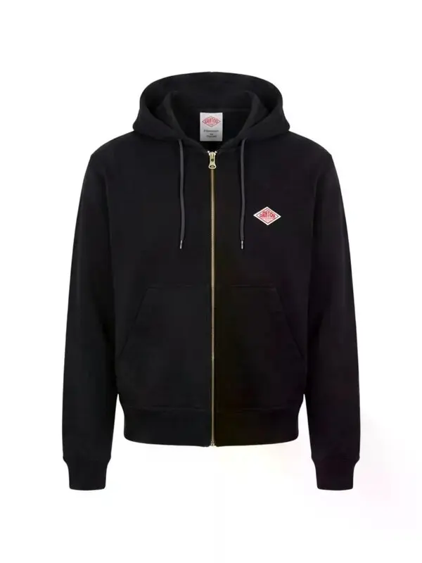 DANTON Logo Patch Zip-up Hoodie - Black