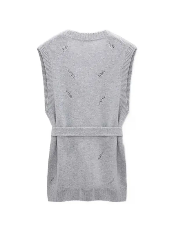 Dorothee Schumacher Floral Embroidered Sleeveless Cardigan - Grey