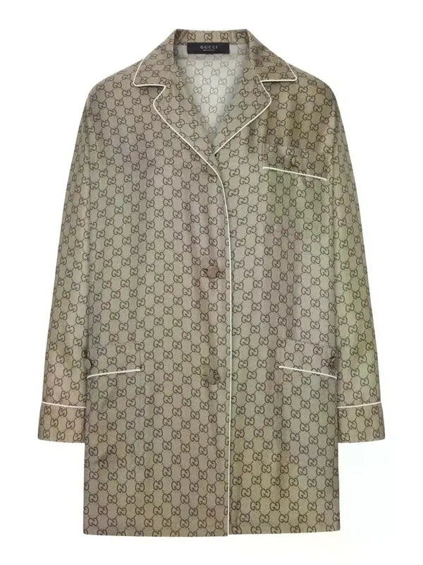 Gucci Gg Print Silk Shirt - Neutrals