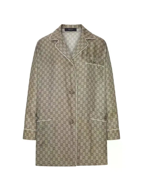 Gucci Gg Print Silk Shirt - Brown