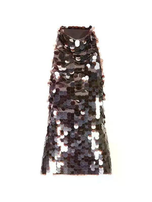 P.a.r.o.s.h Embellished High Neck Sleeveless Top - Brown
