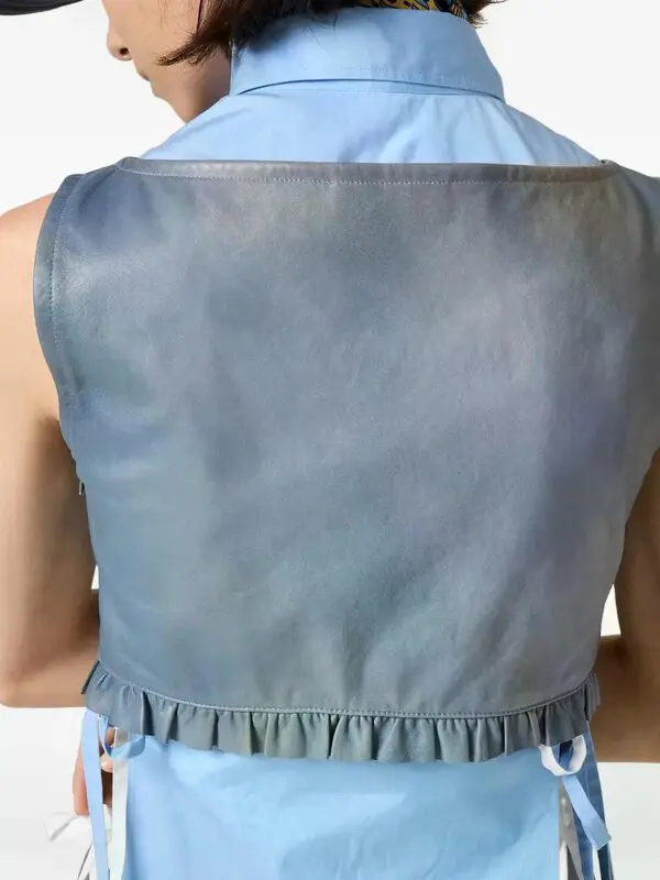 Miu Miu Nappa Leather Ruched Top