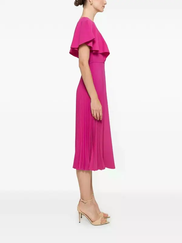 NISSA Ruffled Pleated Midi Dress