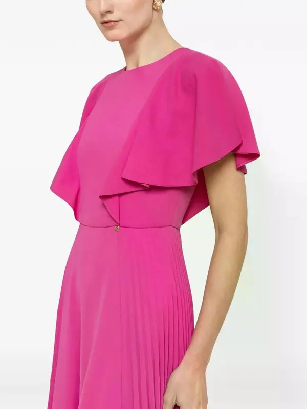 NISSA Ruffled Pleated Midi Dress
