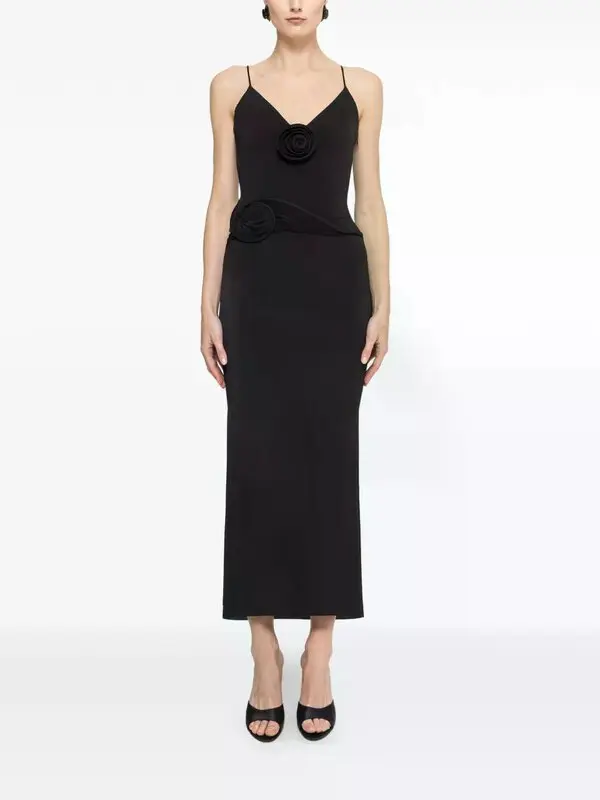 NISSA Floral Appliqué Midi Dress