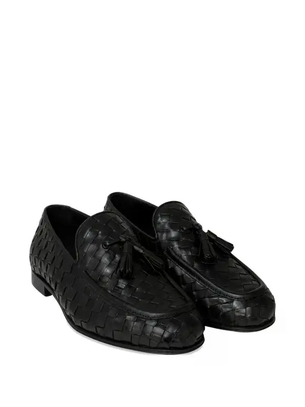 FRANZESE COLLECTION Woven Tassel Loafers - Black