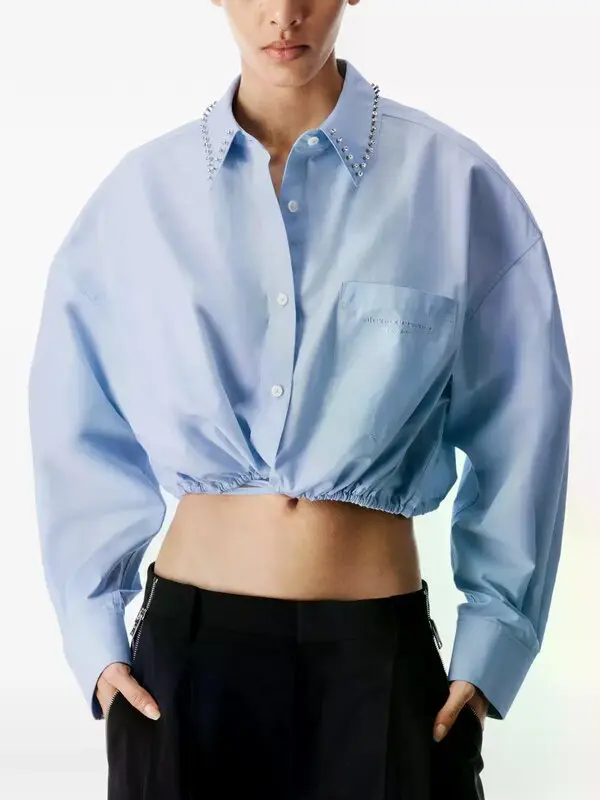 Alexander Wang Embellished Collar Crop Shirt