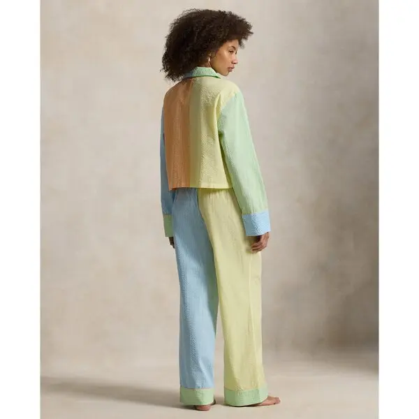 Ralph Lauren Color-blocked Seersucker Pajama Set