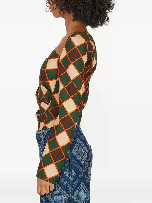 Ahluwalia Asymmetric Graphic Long-sleeve Blouse