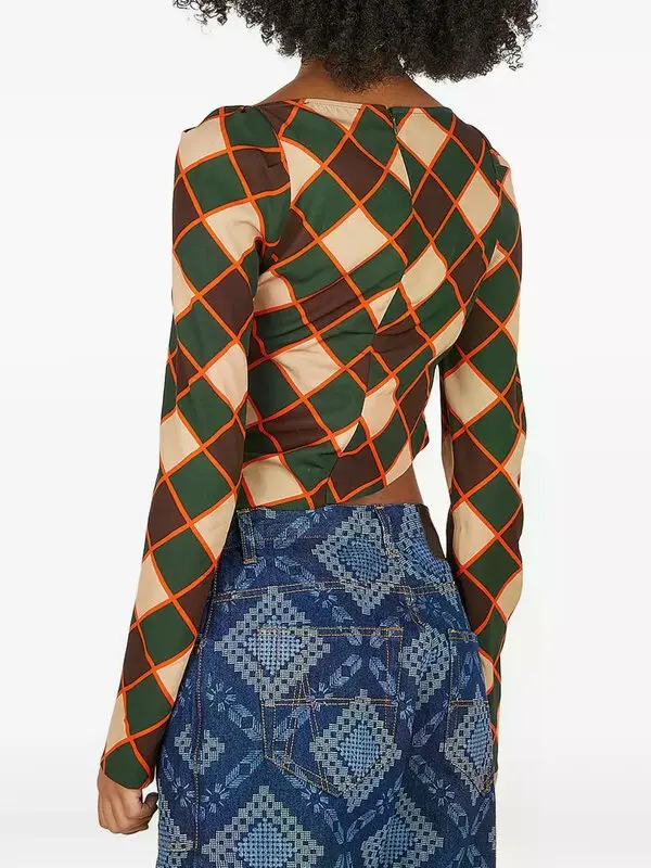 Ahluwalia Asymmetric Graphic Long-sleeve Blouse