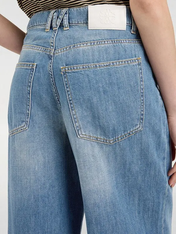 Momoni High-waisted Wide Leg Jeans In Cotton