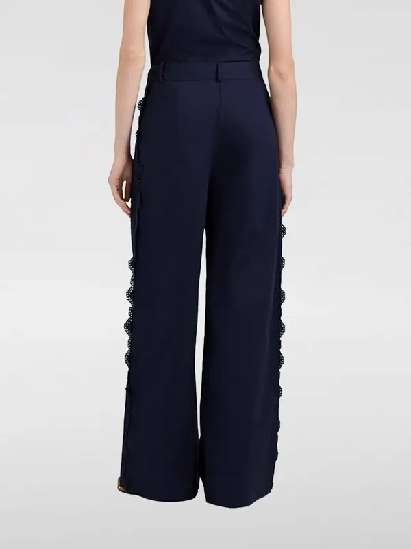 Momoni High-waisted Palazzo Trousers With Macramé Inserts
