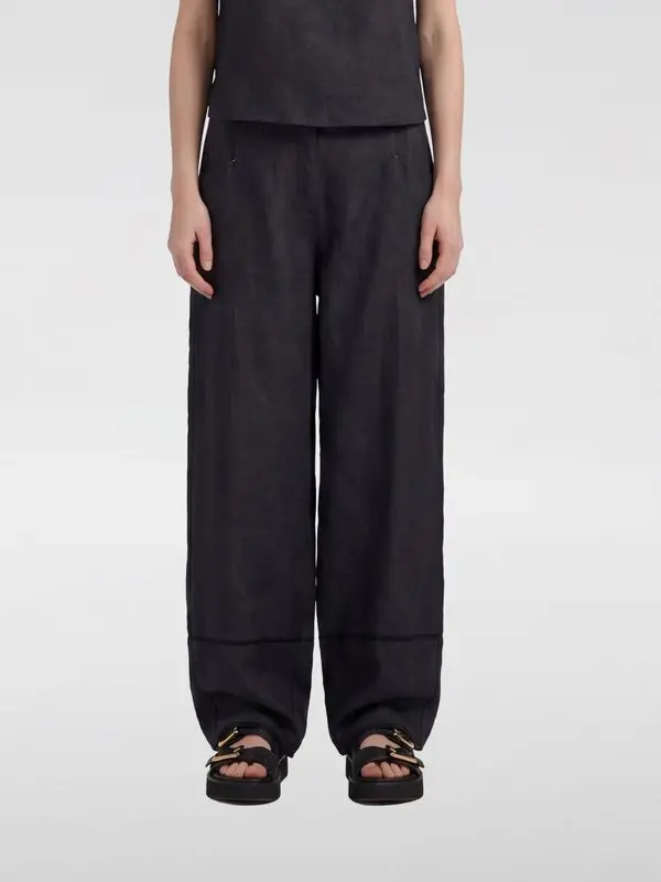 Momoni High-waisted Wide-leg Linen Palazzo Trousers