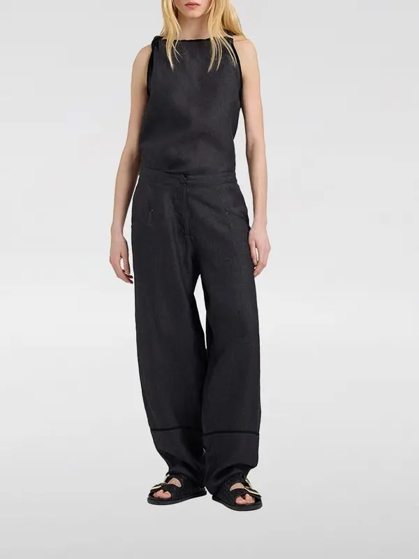 Momoni High-waisted Wide-leg Linen Palazzo Trousers
