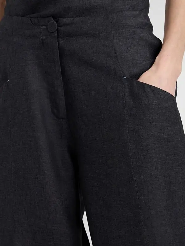Momoni High-waisted Wide-leg Linen Palazzo Trousers