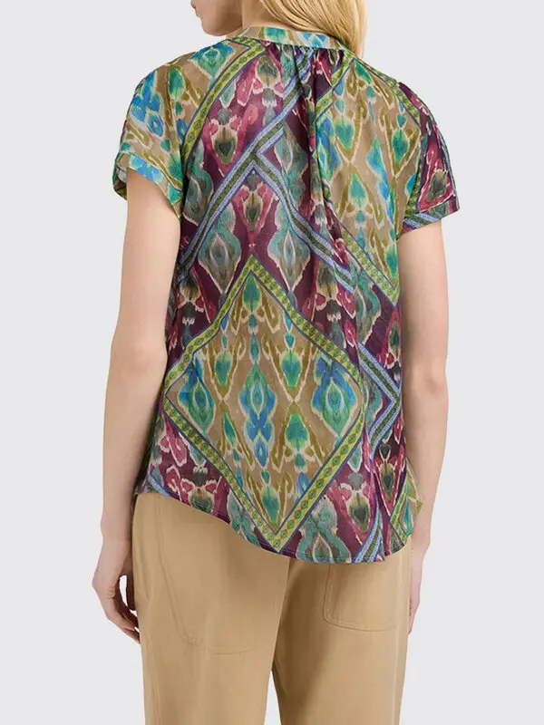 Momoni Short Sleeve Ethnic Print Cotton Shirt