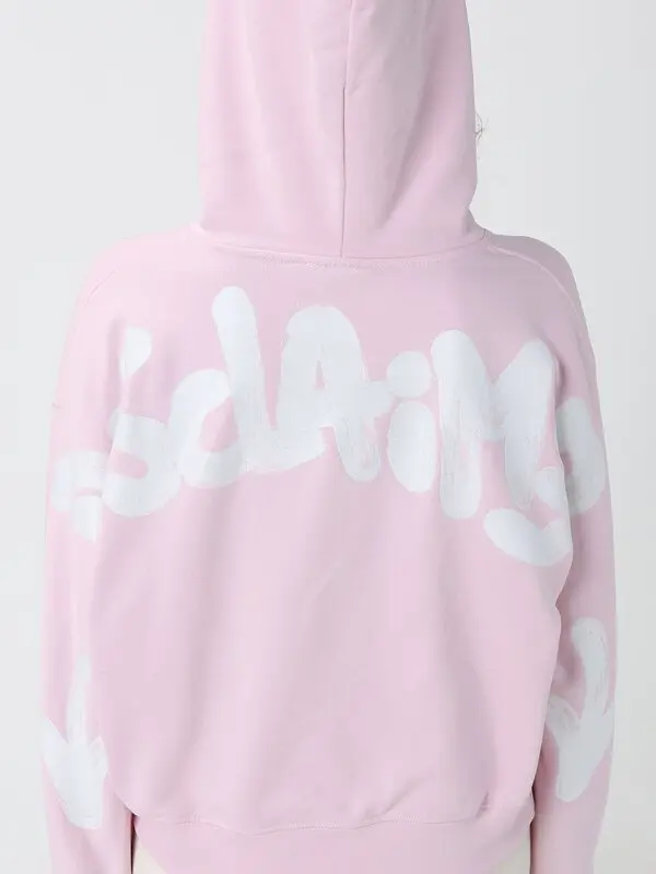 DISCLAIMER Relaxed Fit Cotton Hoodie With Printed Logo - Pink