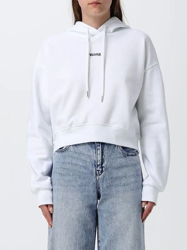 DISCLAIMER Relaxed Fit Cotton Hoodie With Printed Logo - White 1