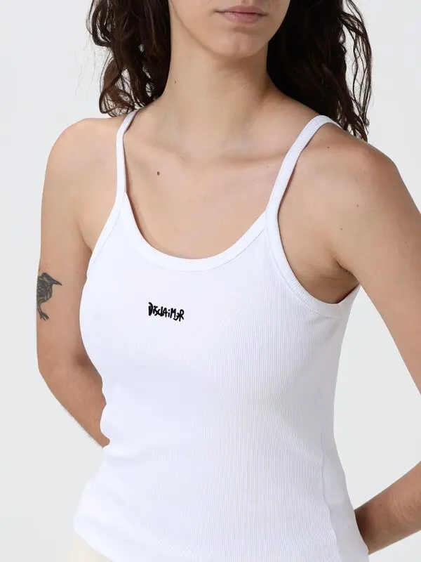 DISCLAIMER Slim Fit Stretch-cotton Top With Contrast Logo - White