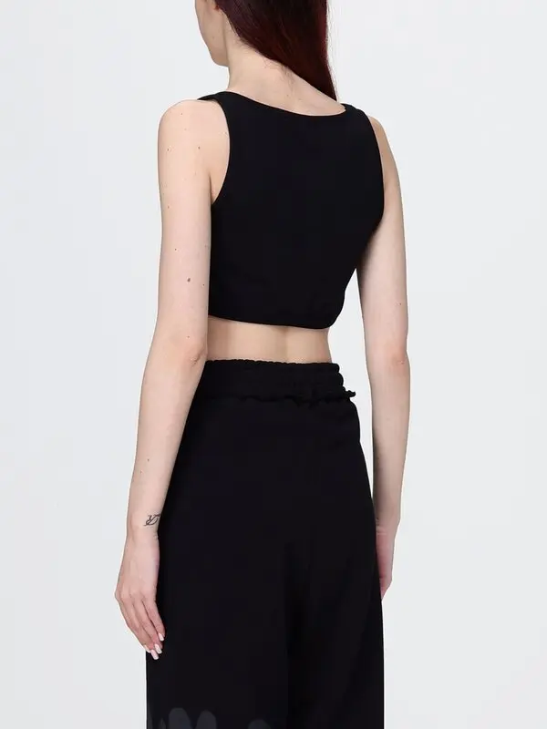DISCLAIMER Cropped Stretch-cotton Top With Square Neck And Embroidered Logo