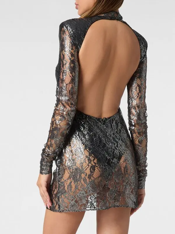 Philipp Plein Long-sleeved Lace Sheath Mini Dress