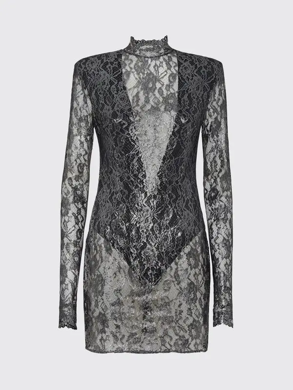 Philipp Plein Long-sleeved Lace Sheath Mini Dress