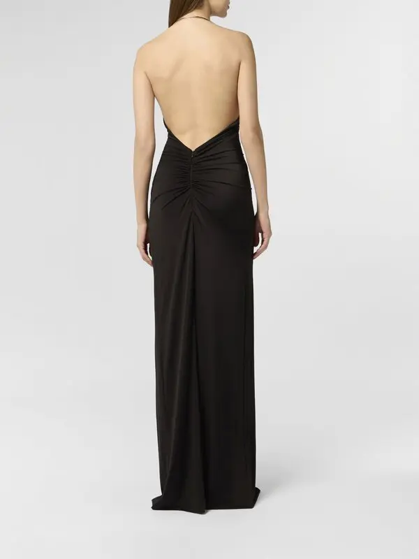 Philipp Plein Halterneck Maxi Dress With Embellishments - Black