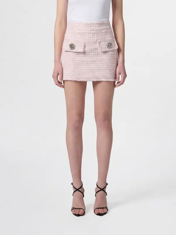 Philipp Plein High-waisted Tweed Jewel Button Mini Skirt