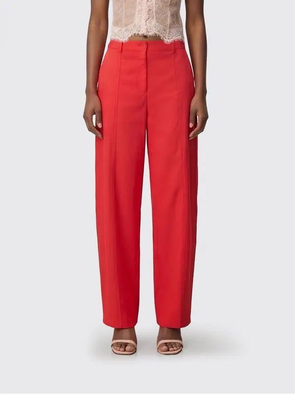 Pinko Mid-rise Stretch Cotton Wide Leg Trousers - Red