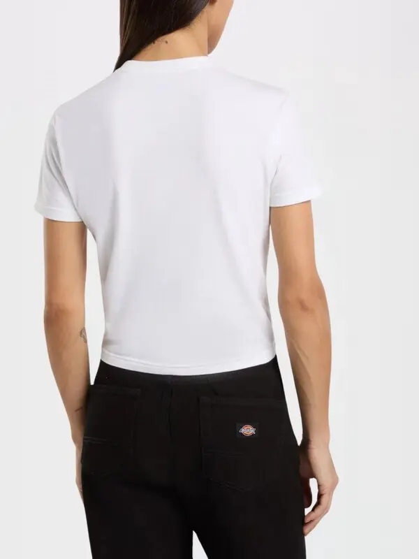 Dickies Maple Valley Cropped Cotton T-shirt With Printed Logo - White