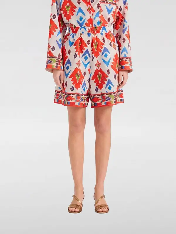 Momoni High-waisted Ethnic Print Cotton Shorts