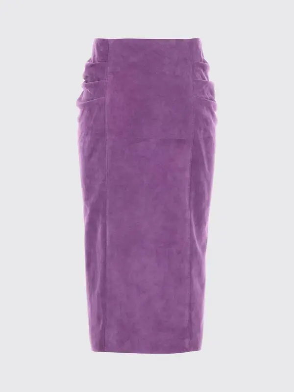 Valentino Garavani High-waisted Ruched Suede Midi Pencil Skirt