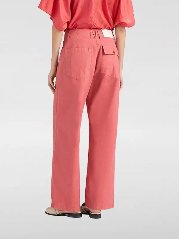 Momoni High-waisted Straight Leg Trousers In Stretch Cotton With Patch Pockets