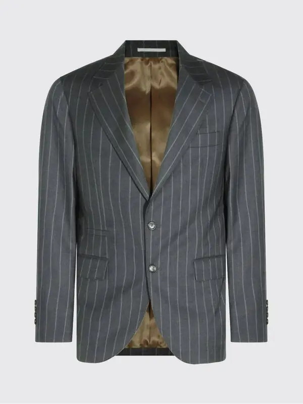 Brunello Cucinelli Striped Blazer - Grey