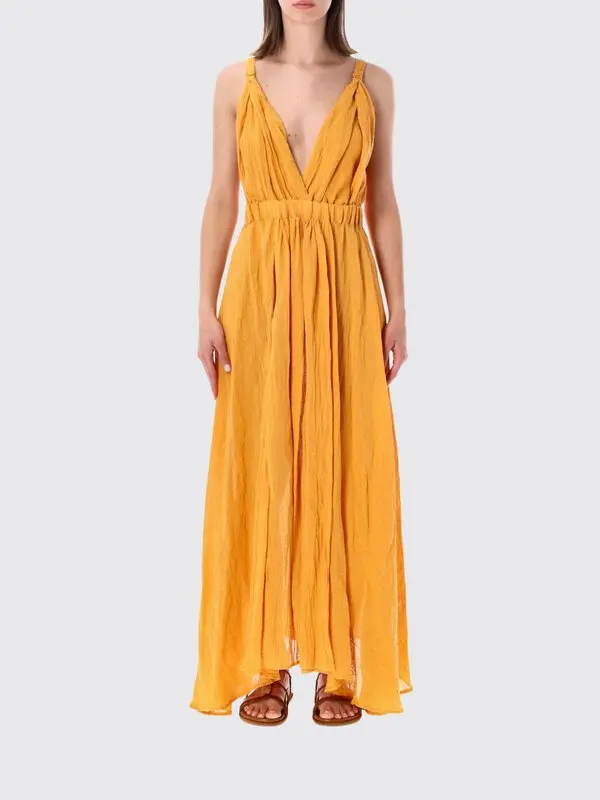 120% Lino Maxi Dress - Orange