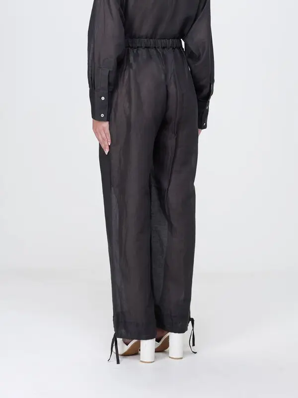 120% Lino Palazzo Trousers - Charcoal