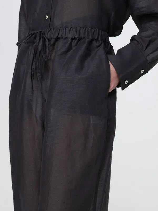 120% Lino Palazzo Trousers - Charcoal