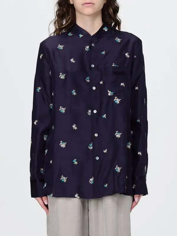 FORTE_FORTE Silk Floral Print Shirt - Blue