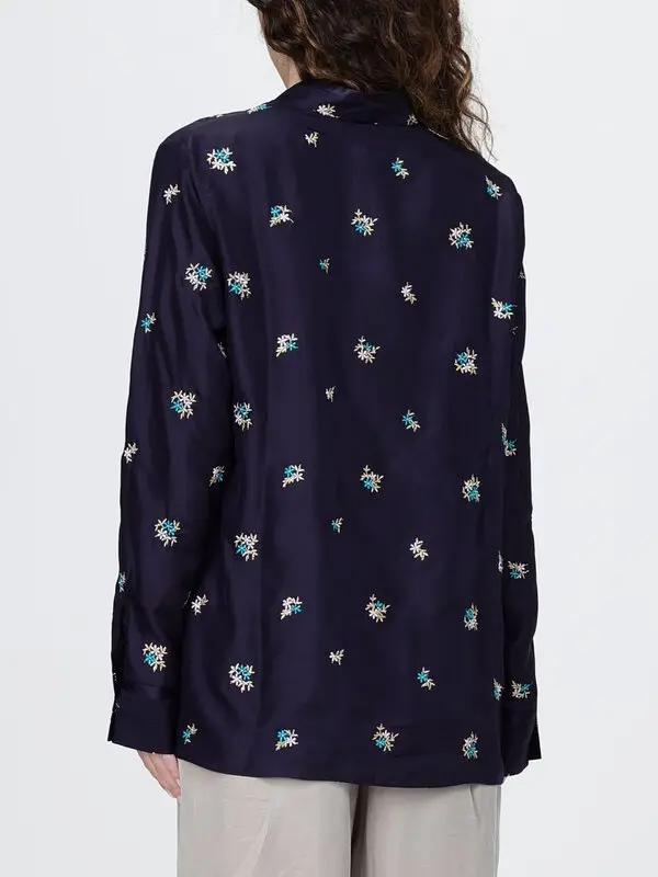 FORTE_FORTE Silk Floral Print Shirt - Blue